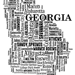 Georgia Map Art, Georgia Art Print, Georgia State Map, Georgia ...