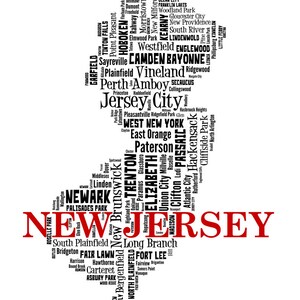 New Jersey Map Art, New Jersey Art Print, New Jersey State Map, New ...
