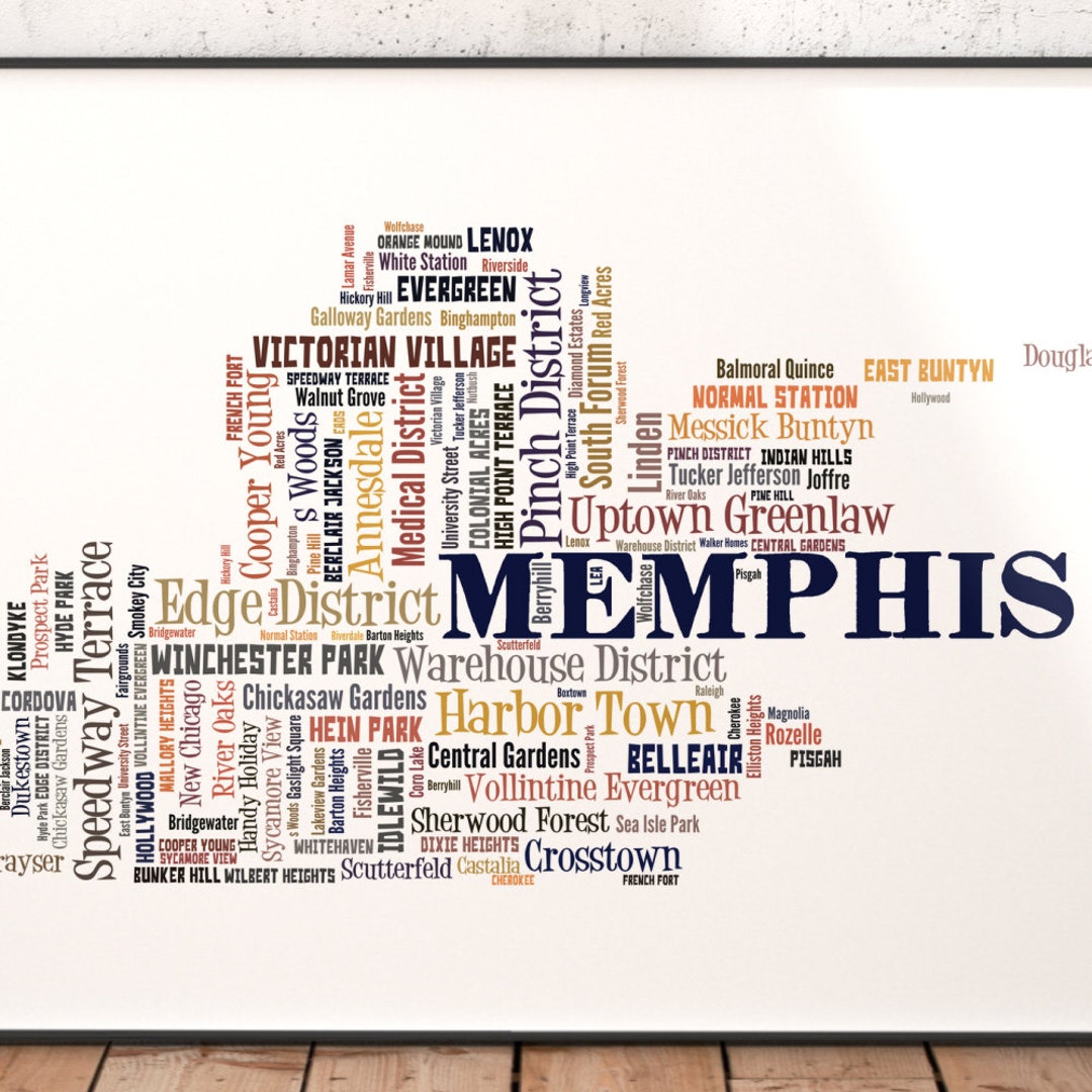 Memphis Map Art, Memphis Art Print, Memphis Neighborhood Art Print ...