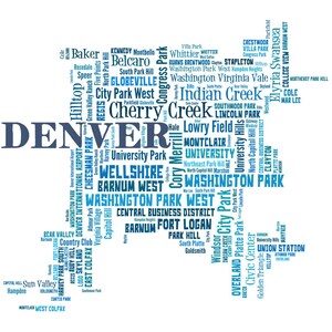 Denver Map Art, Denver Art Print, Denver Neighborhood Art Print, Denver ...