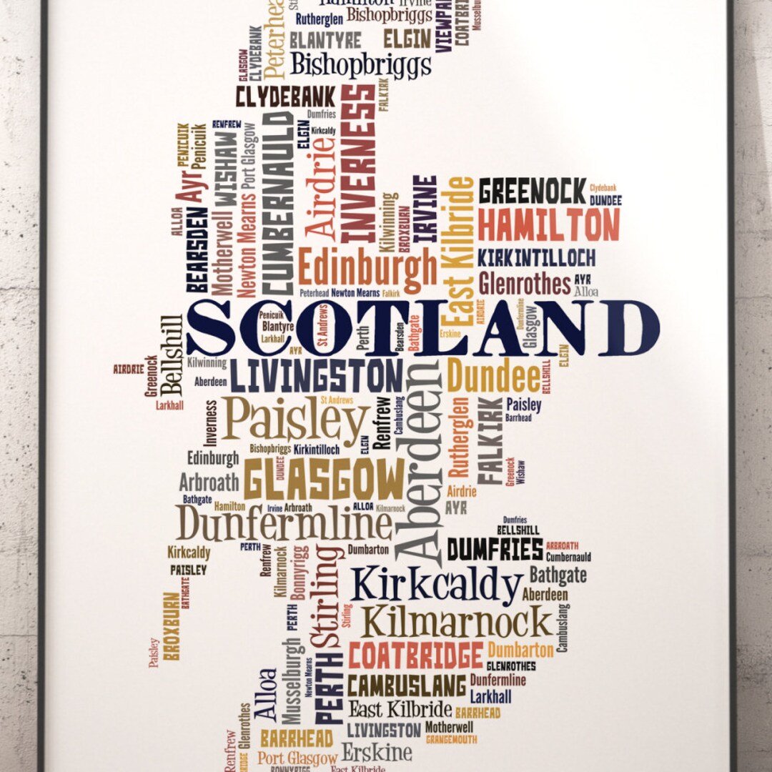 Scotland Map Art, Scotland Art Print, Scotland City Map, Scotland ...