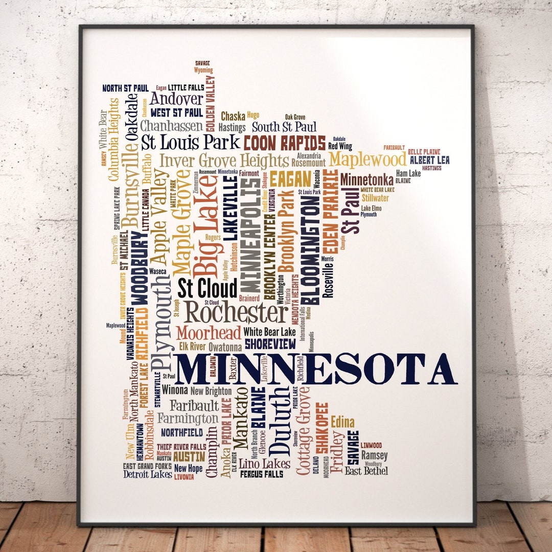 Minnesota Map Art Minnesota Art Print Minnesota State Map - Etsy