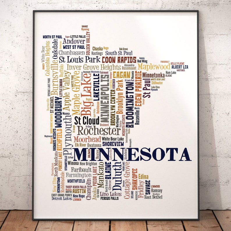 Minnesota Map Art Minnesota Art Print Minnesota State Map - Etsy