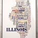 Illinois Map Art, Illinois Art Print, Illinois State Map, Illinois ...