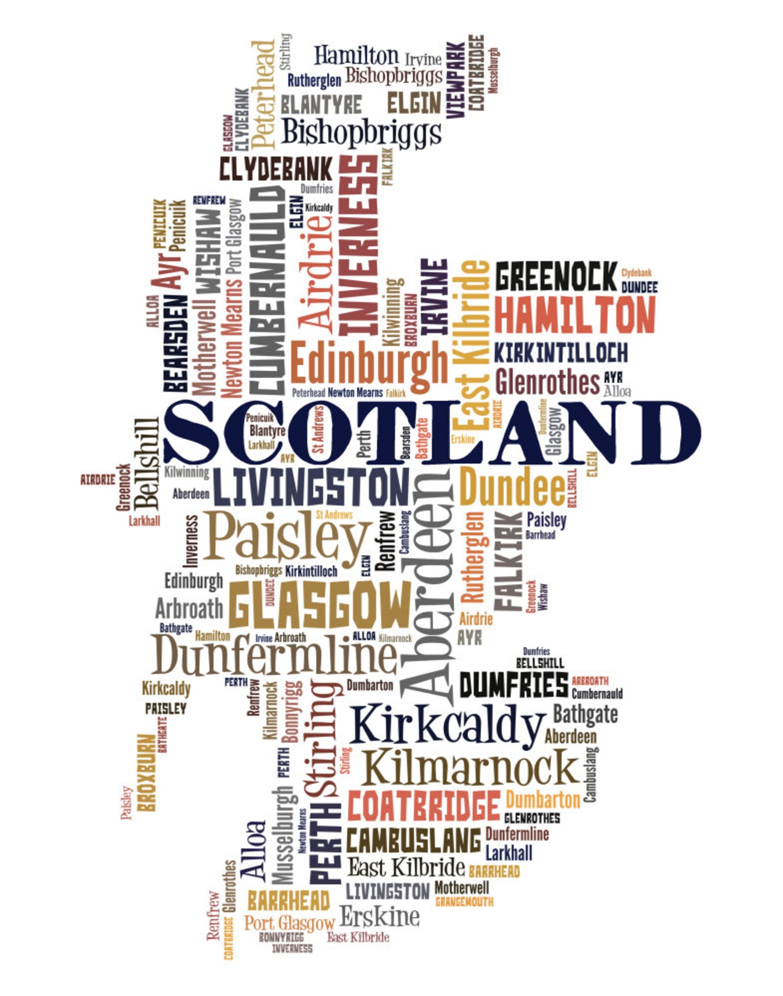 Scotland Map Art Scotland Art Print Scotland City Map | Etsy