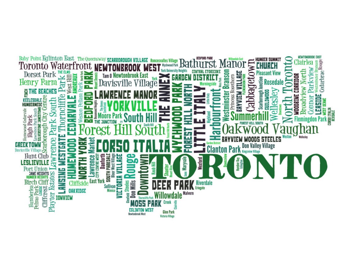 Toronto Map Art Toronto Art Print Toronto Neighborhood Map - Etsy Canada