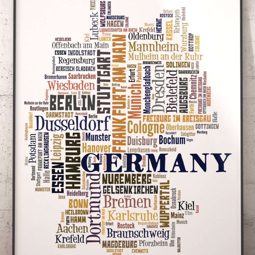 Germany Map Art, Germany Art Print, Germany City Map, Germany ...
