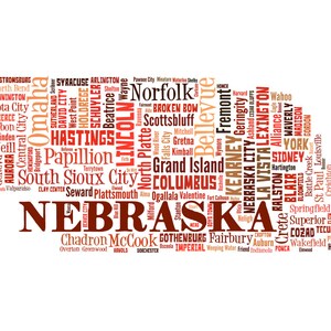 Nebraska Map Art, Nebraska Art Print, Nebraska State Map, Nebraska ...