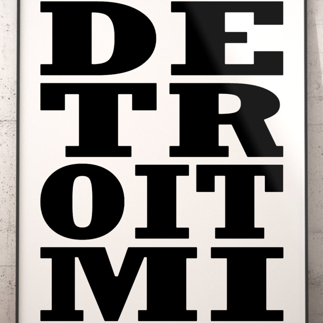 Detroit Subway Sign Print, Detroit Typography Art Print, Detroit Poster ...