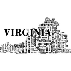 Virginia Map Art, Virginia Art Print, Virginia State Map, Virginia ...