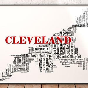 Cleveland Map Art, Cleveland Art Print, Cleveland Neighborhood Art ...
