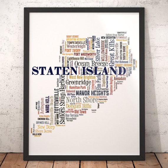 Staten Island Map Art Staten Island Art Print Staten Island | Etsy