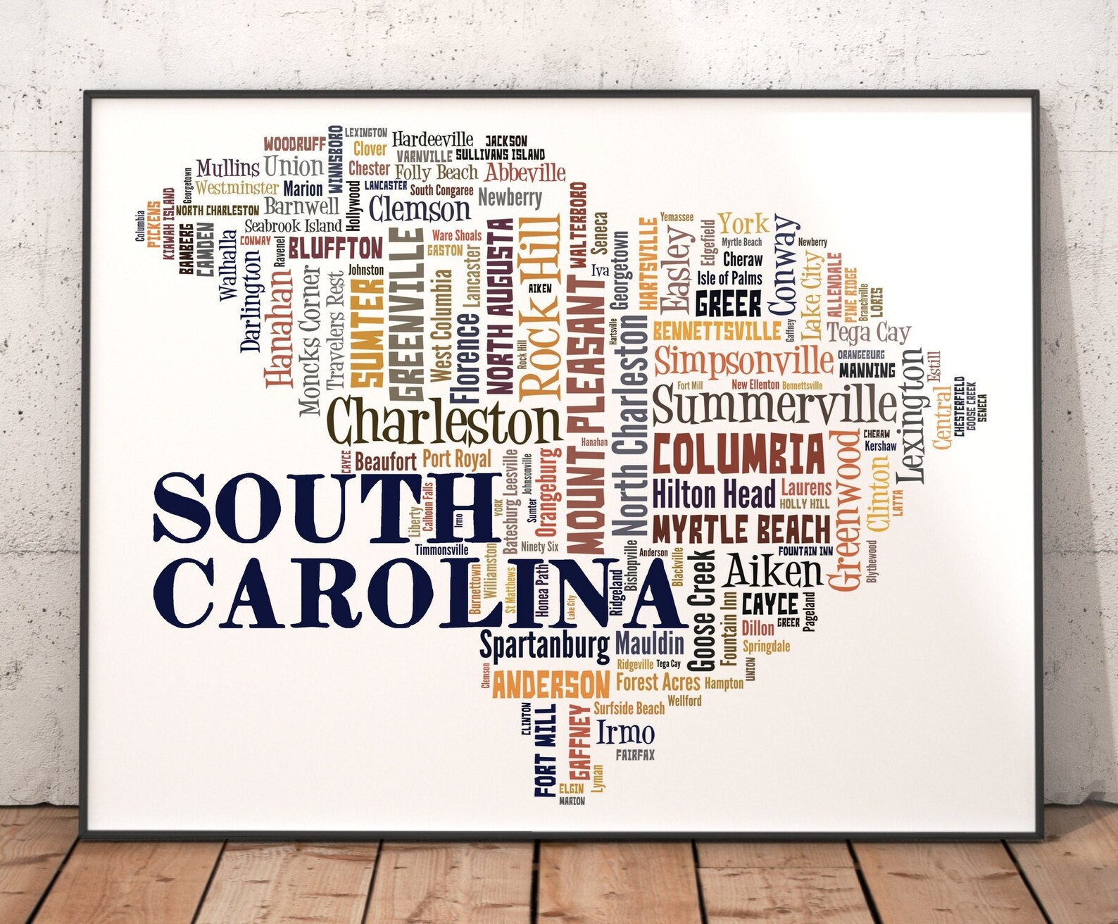 South Carolina Map Art South Carolina Art Print South - Etsy