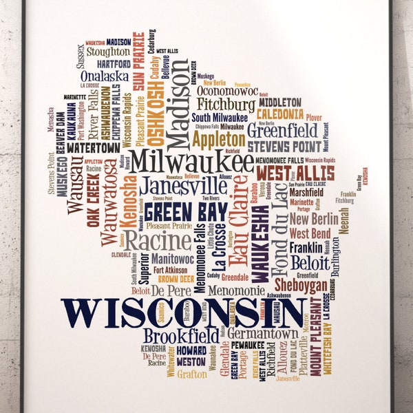 Wisconsin Map Art - Etsy