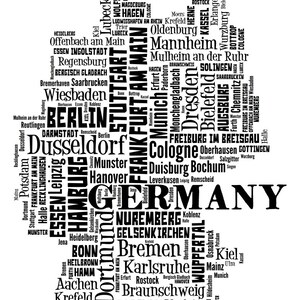 Germany Map Art, Germany Art Print, Germany City Map, Germany ...