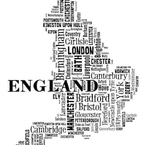 England Map Art, England Art Print, England City Map, England ...