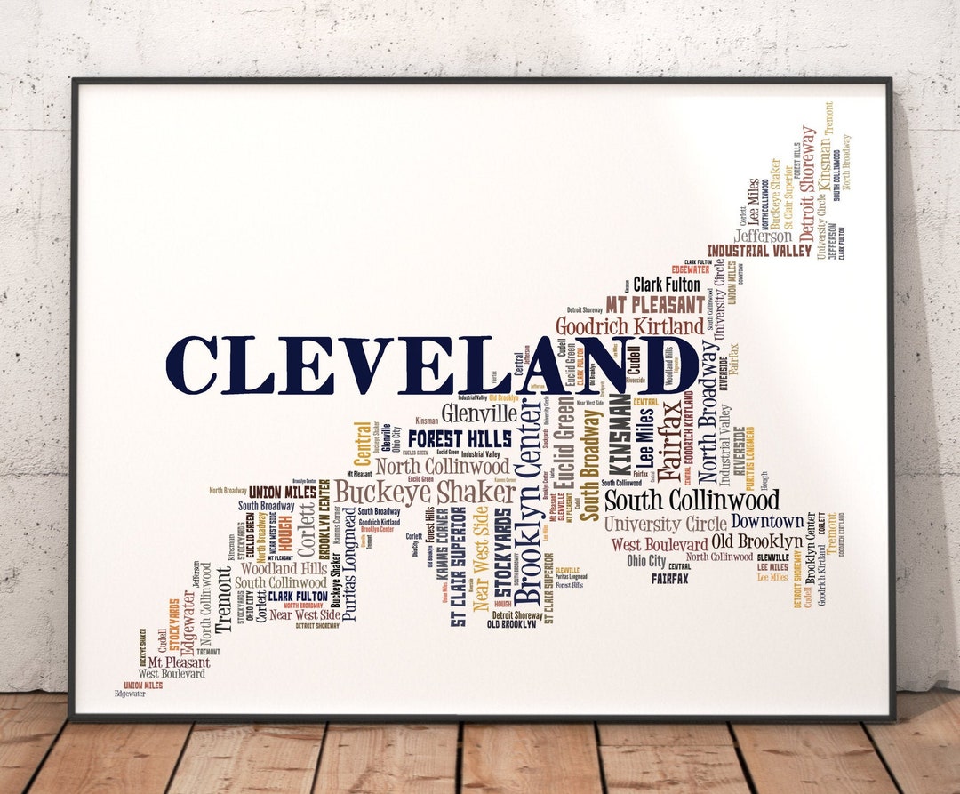 Cleveland Map Art Cleveland Art Print Cleveland Neighborhood - Etsy