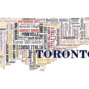 Toronto Map Art, Toronto Art Print, Toronto Neighborhood Art Print ...