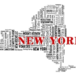 New York Map Art, New York Art Print, New York State Map, New York ...