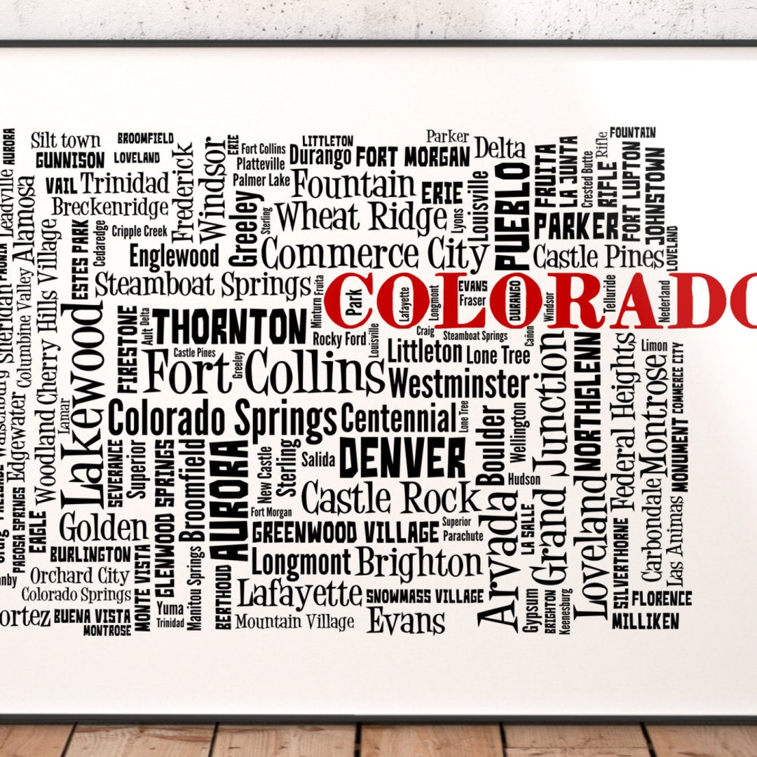 Colorado Map Art, Colorado Art Print, Colorado State Map, Colorado ...