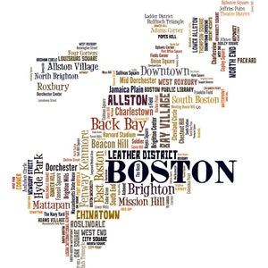 Boston Map Art, Boston Art Print, Boston Neighborhood Art Print, Boston ...