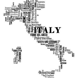 Italy Map Art, Italy Art Print, Italy City Map, Italy Typography Art ...
