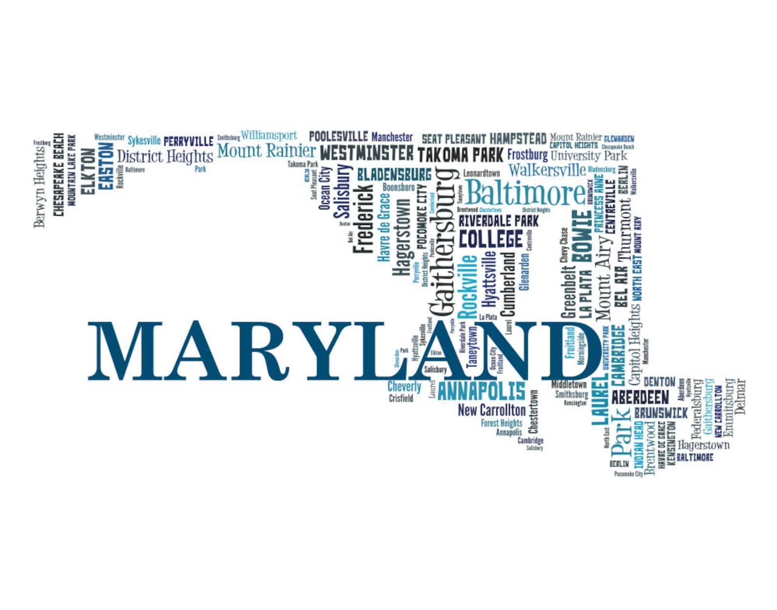 Maryland Map Art, Maryland Art Print, Maryland State Map, Maryland ...