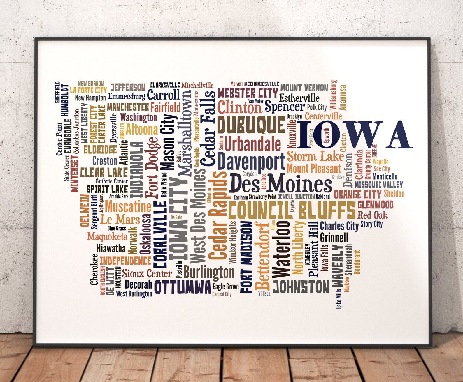 Iowa Map Art Iowa Art Print Iowa State Map Iowa Typography | Etsy