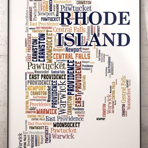 Rhode Island Map Art, Rhode Island Art Print, Rhode Island State Map ...