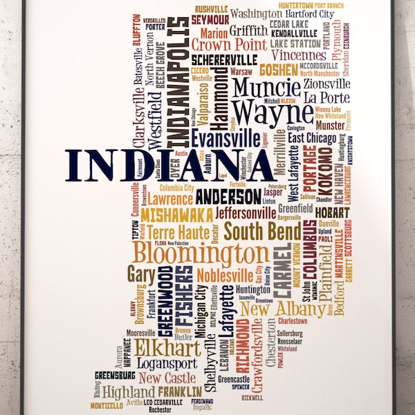 Indiana Map - Etsy