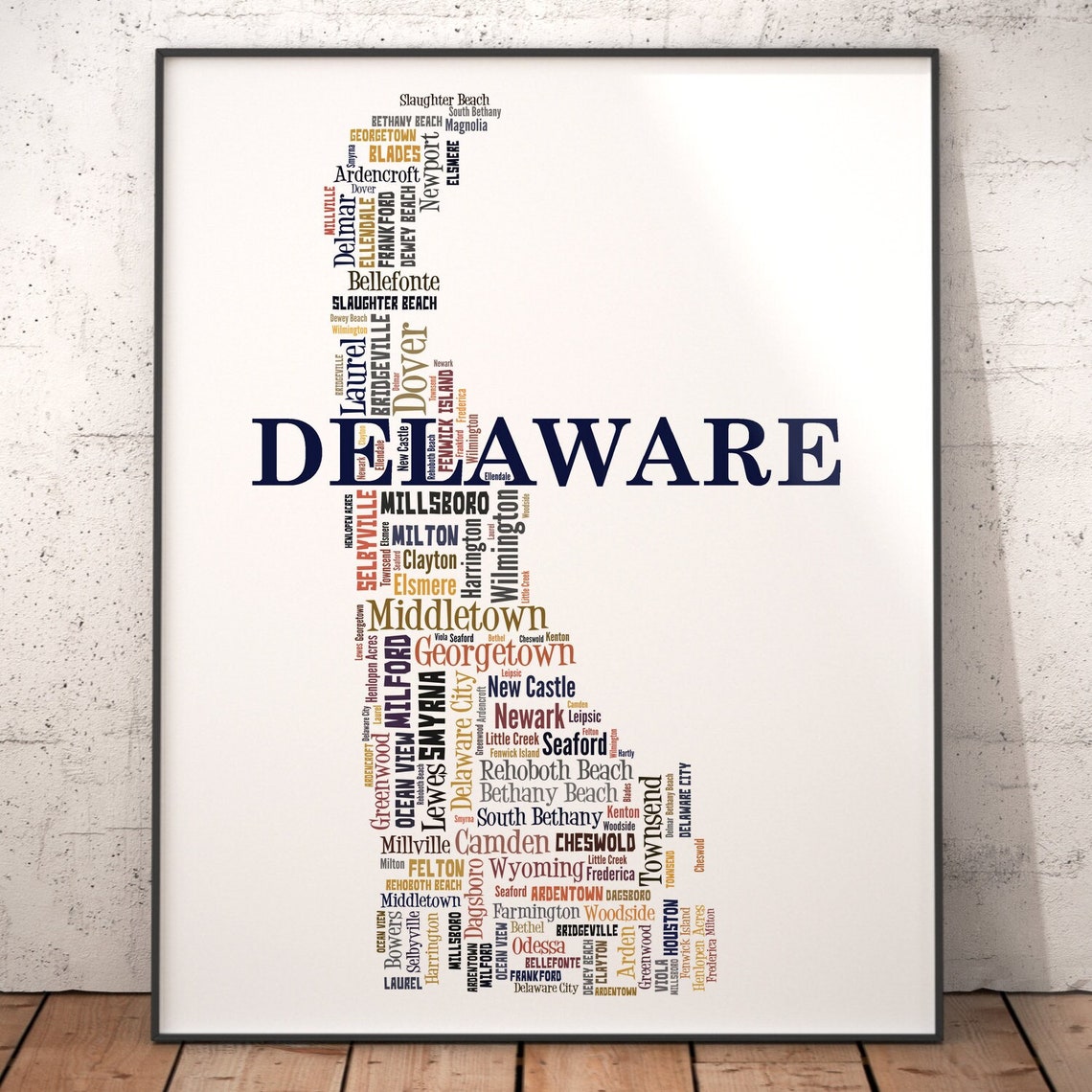 Delaware Map Art Delaware Art Print Delaware State Map - Etsy