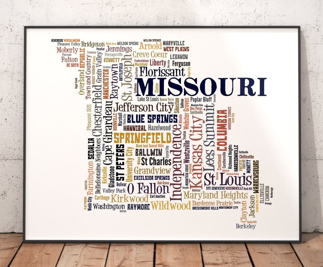 Missouri Map Art Missouri Art Print Missouri State Map - Etsy