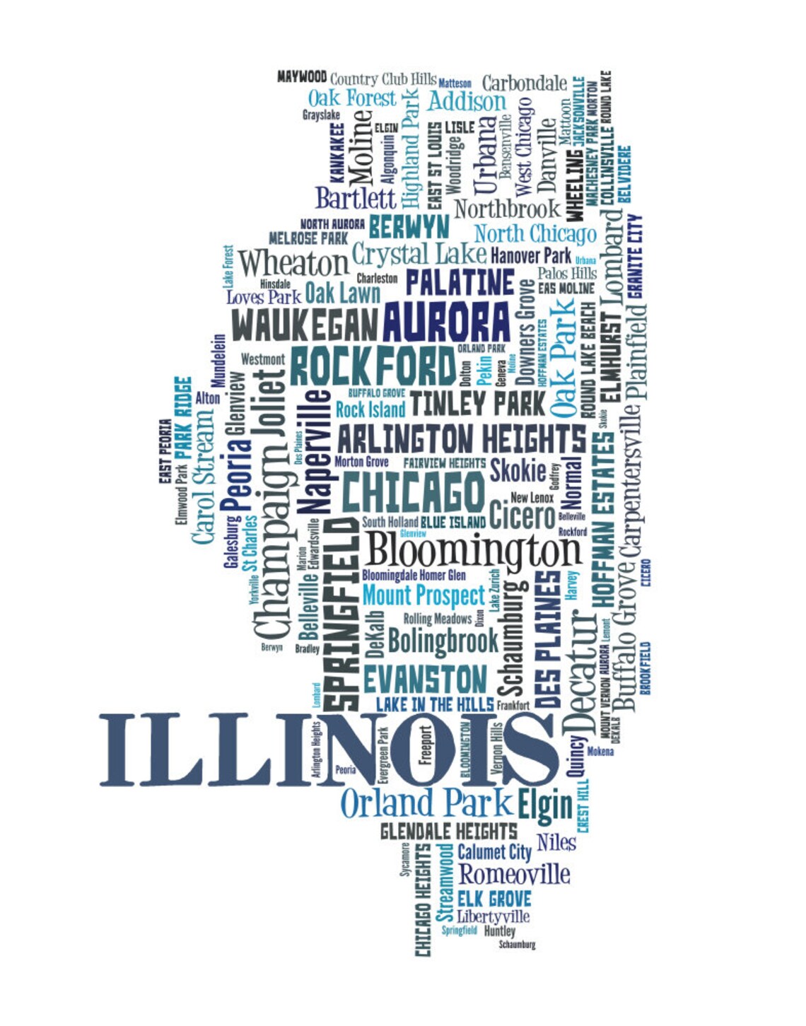 Illinois Map Art Illinois Art Print Illinois State Map | Etsy