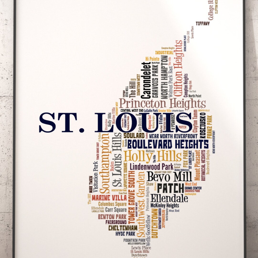 St Louis Map Art, St Louis Art Print, St Louis Neighborhood Art Print ...