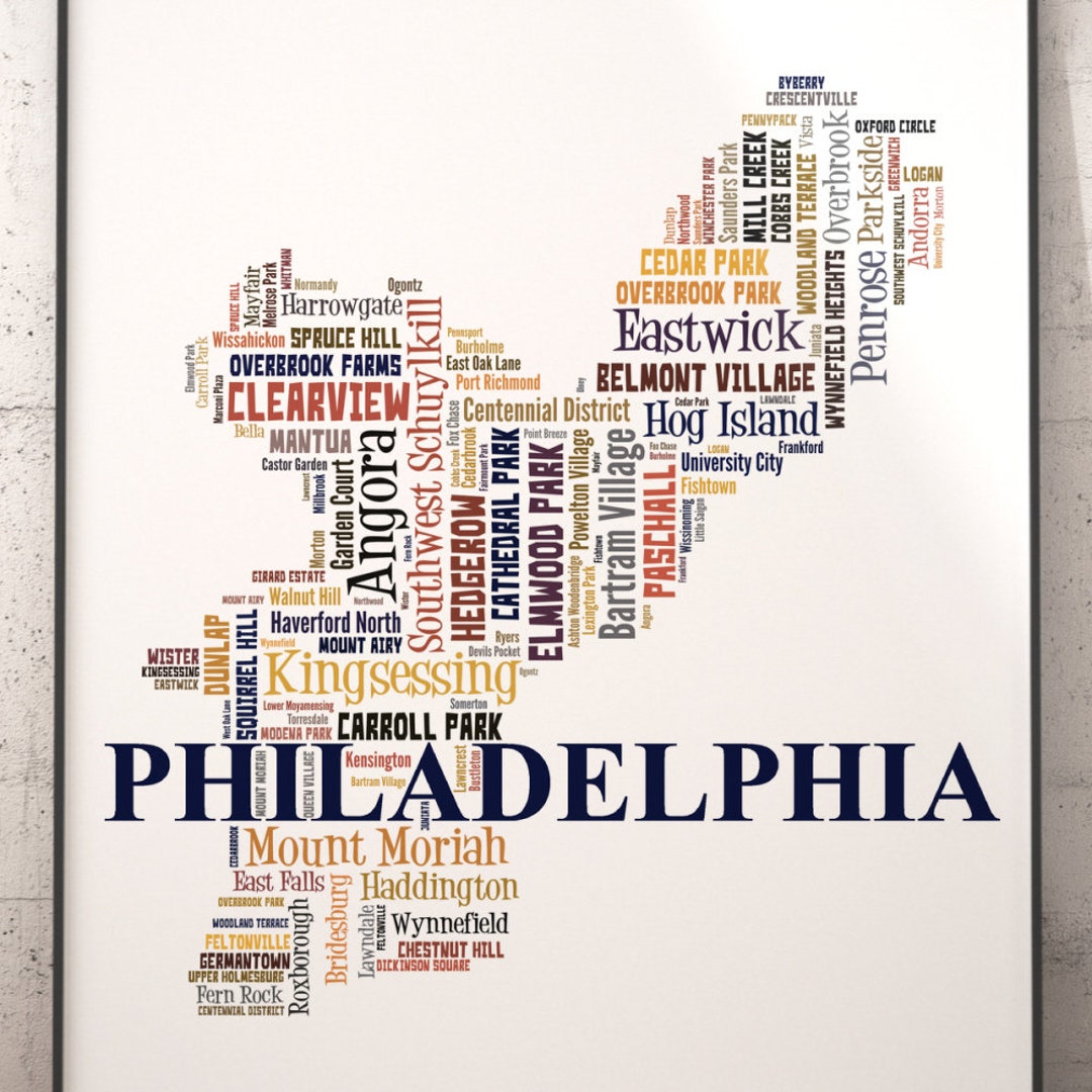 Philadelphia Map Art, Philadelphia Art Print, Philadelphia Neighborhood ...