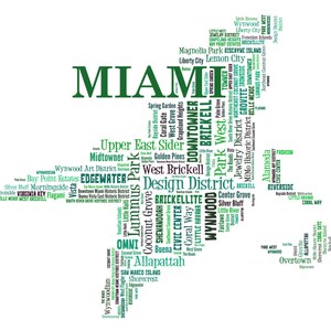 Miami Map Art, Miami Art Print, Miami Neighborhood Art Print, Miami ...