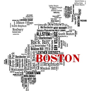 Boston Map Art, Boston Art Print, Boston Neighborhood Art Print, Boston ...