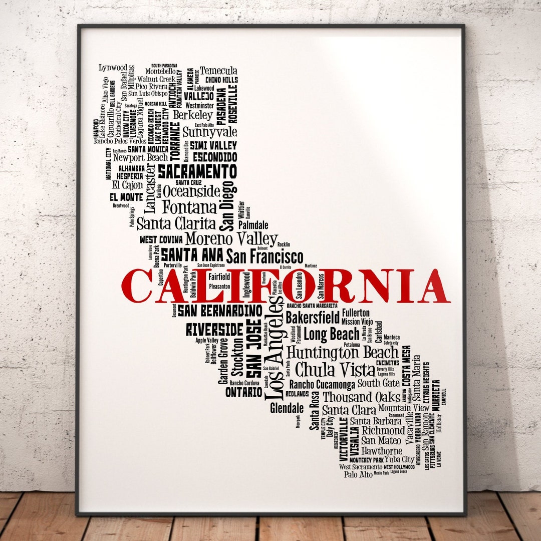 California Map Art California Art Print California State - Etsy
