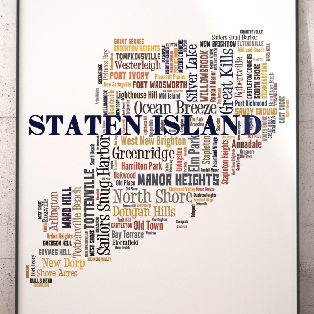 Staten Island Map Art, Staten Island Art Print, Staten Island ...