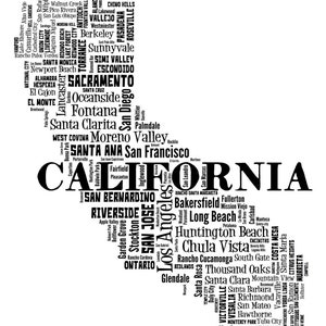 California Map Art, California Art Print, California State Map ...