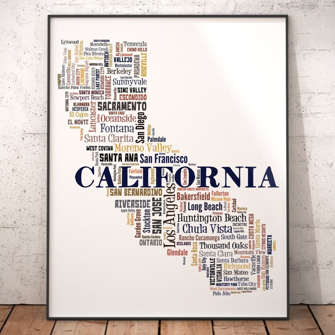 California Map Art California Art Print California State - Etsy