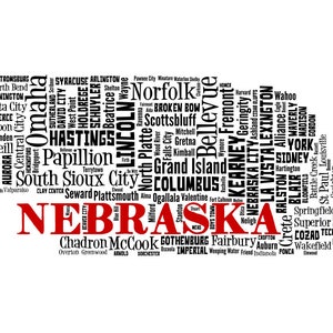 Nebraska Map Art, Nebraska Art Print, Nebraska State Map, Nebraska ...