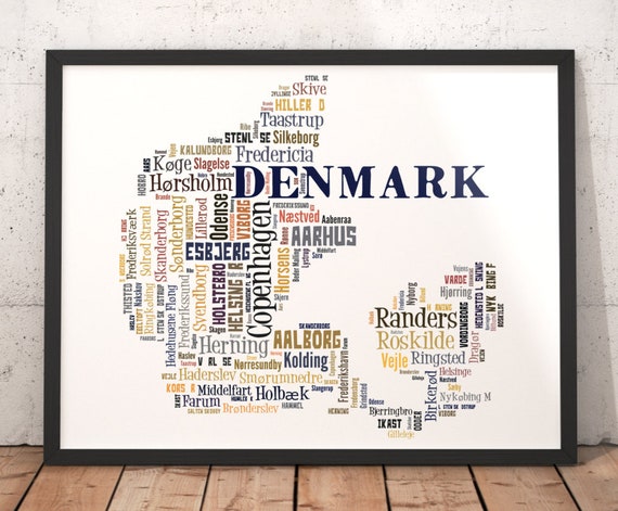 Denmark Map Art Denmark Art Print Denmark City Map Denmark | Etsy