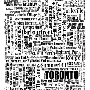 Toronto Neighborhoods Art Print, Toronto Typography Decor, Toronto Art ...