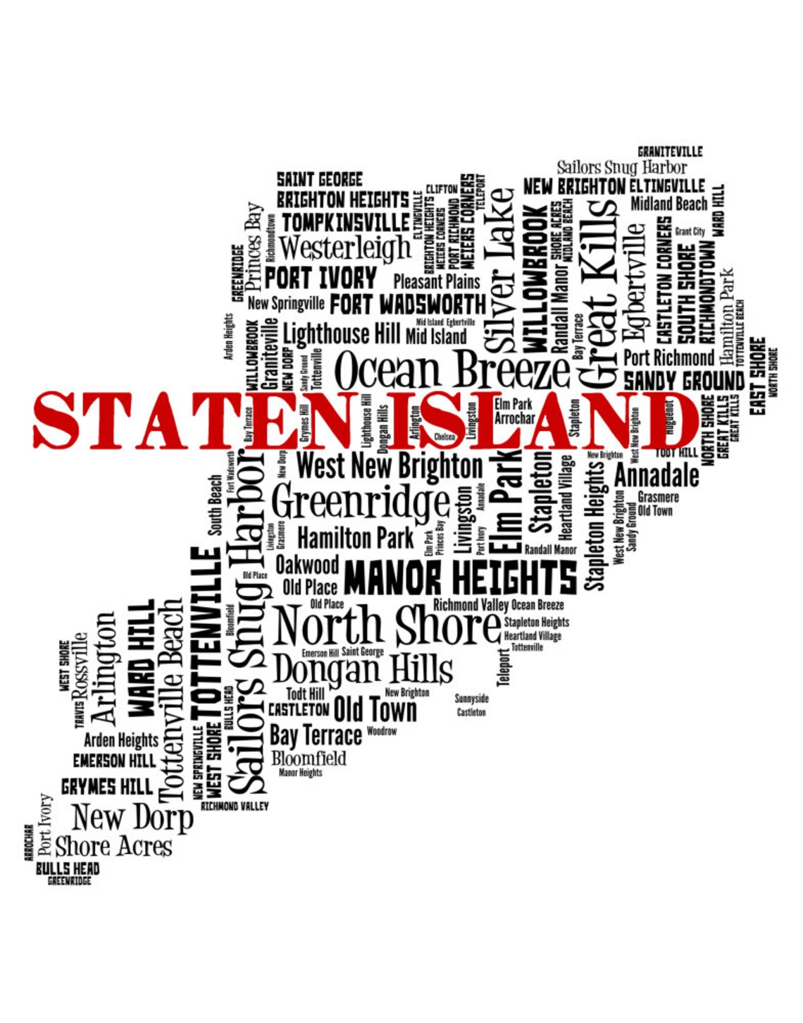 Staten Island Map Art Staten Island Art Print Staten Island | Etsy