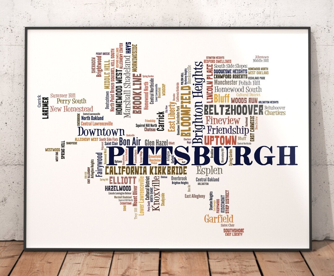 Pittsburgh Map Art Pittsburgh Art Print Pittsburgh - Etsy