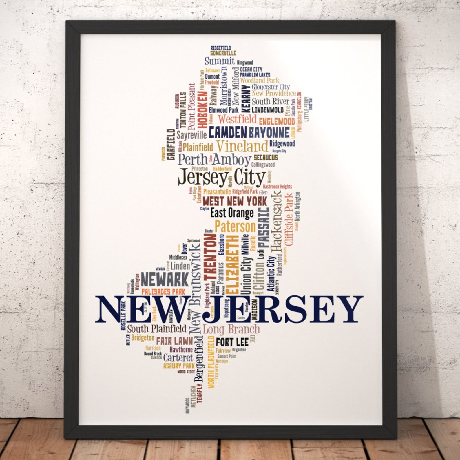 New Jersey Map Art New Jersey Art Print New Jersey State | Etsy