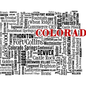 Colorado Map Art, Colorado Art Print, Colorado State Map, Colorado ...