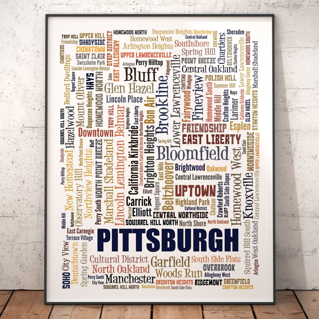 Pittsburgh Neighborhoods Art Print Pittsburgh Typography - Etsy