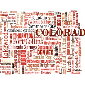 Colorado Map Art, Colorado Art Print, Colorado State Map, Colorado ...
